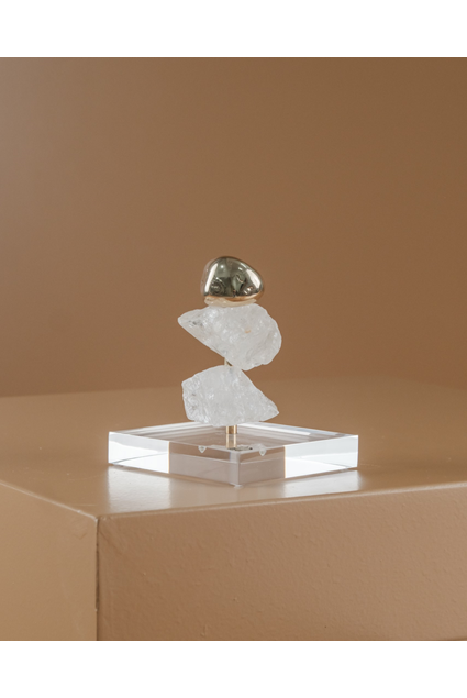 Escultura com Pedra Cristal Transparente - 15cm